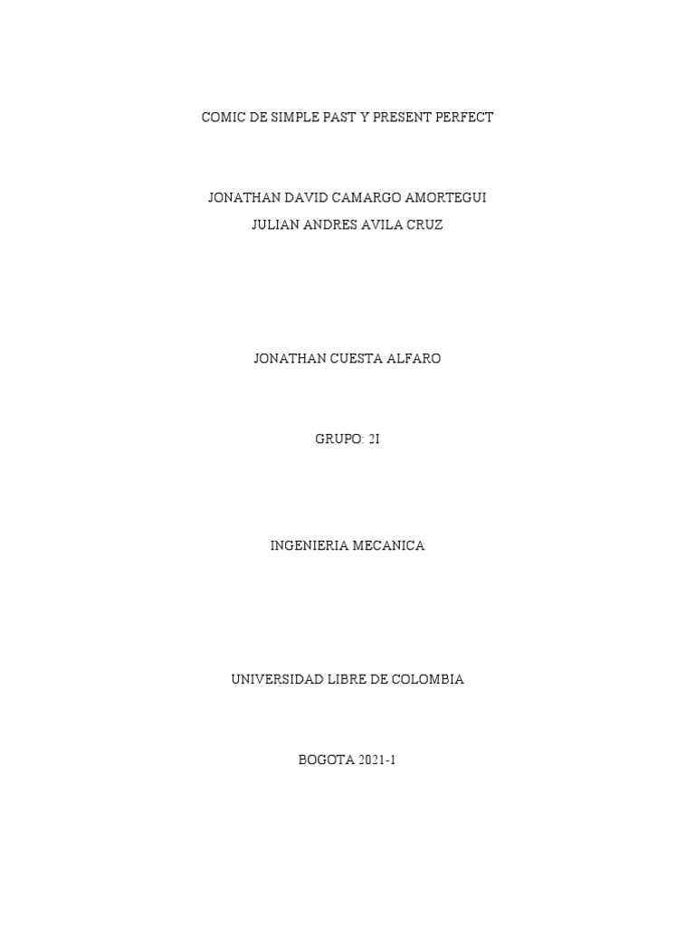 Comic de Simple Past y Present Perfect | PDF