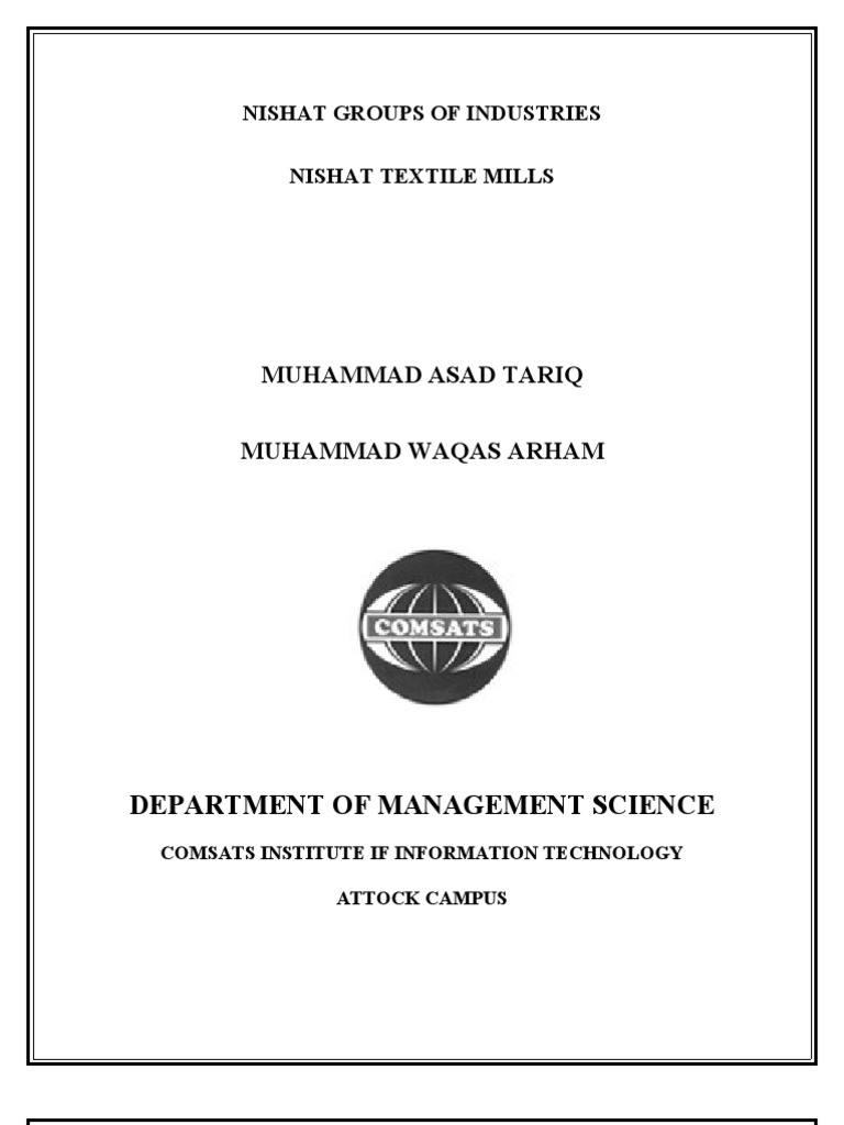 Muhammad Asad Tariq Muhammad Waqas Arham: Department of Management ...