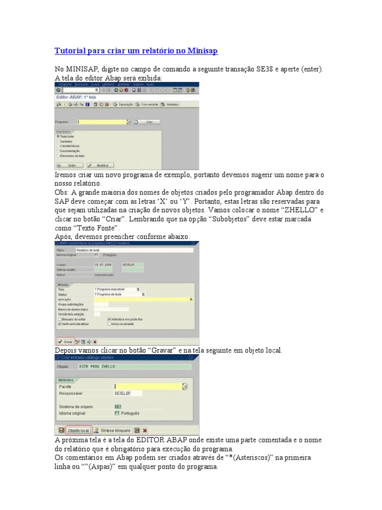 Criando Relatórios ABAP4 | PDF