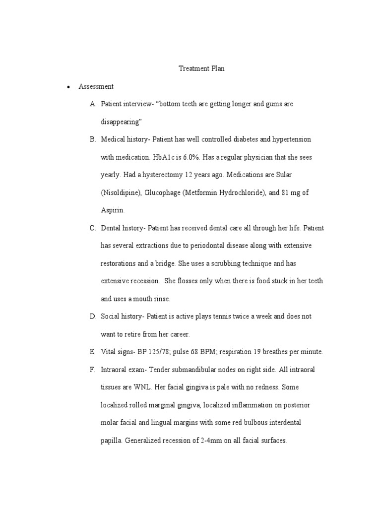 Dental Hygiene II Treatment Plan 2 | PDF | Periodontology | Health Sciences