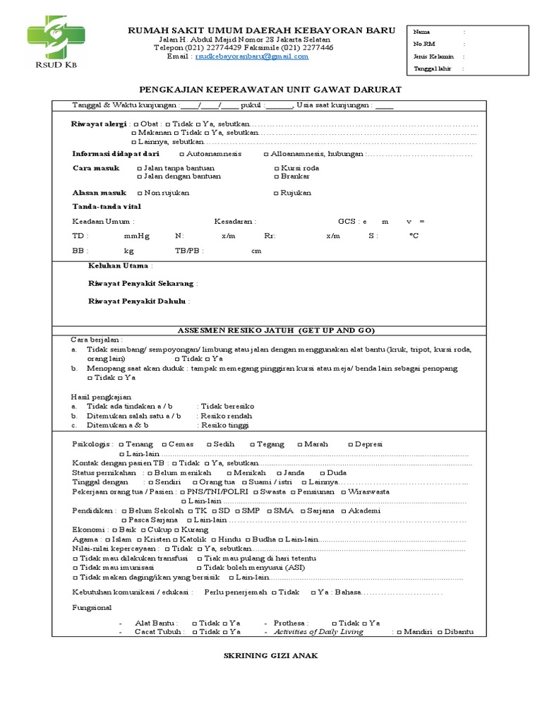 Form Pengkajian Keperawatan Ugd | PDF