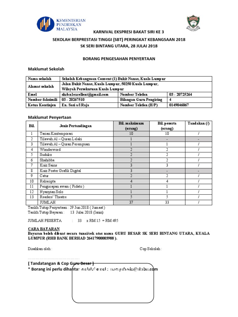 Borang Pendaftaran Peserta | PDF