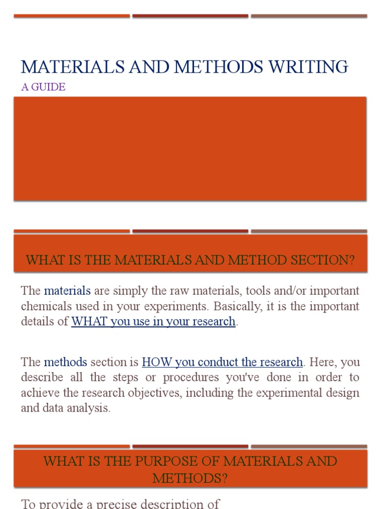 Materials and Methods Writing: A Guide | PDF | Experiment | Scientific ...