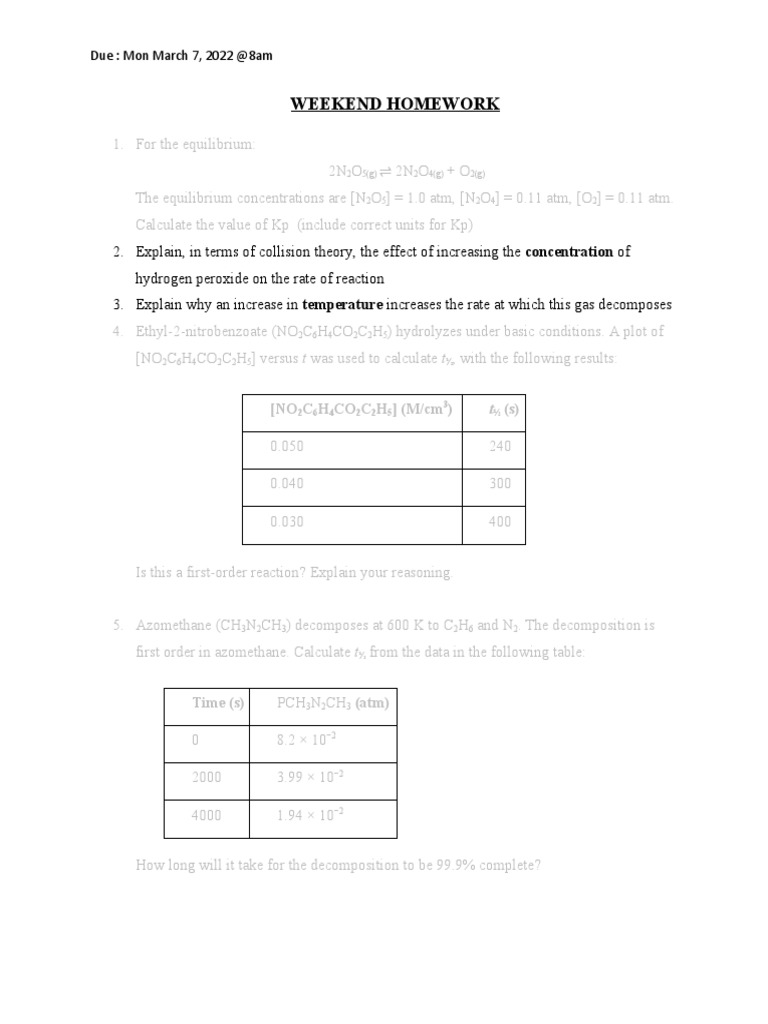 Weekend Homework Due March 7 2022 | PDF