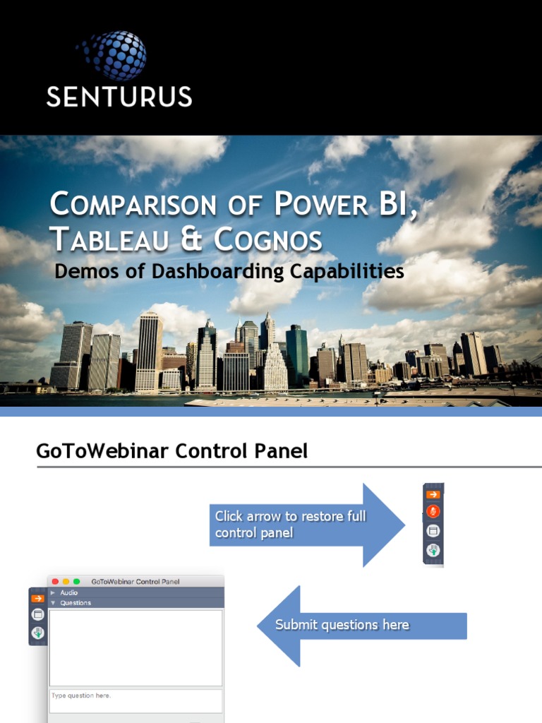 Comparison of Power BI Tableau and Cognos Webinar Senturus | PDF | Computer Data | Data Management