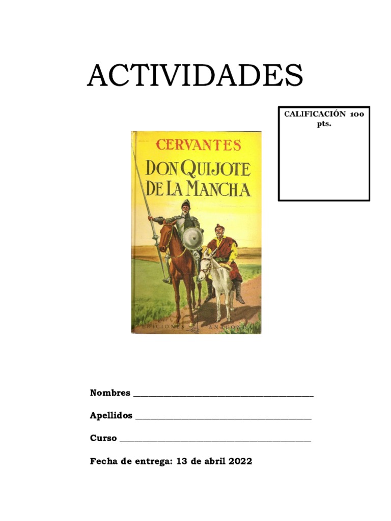 Actividades sobre Don Quijote y Sancho | PDF | Don Quijote