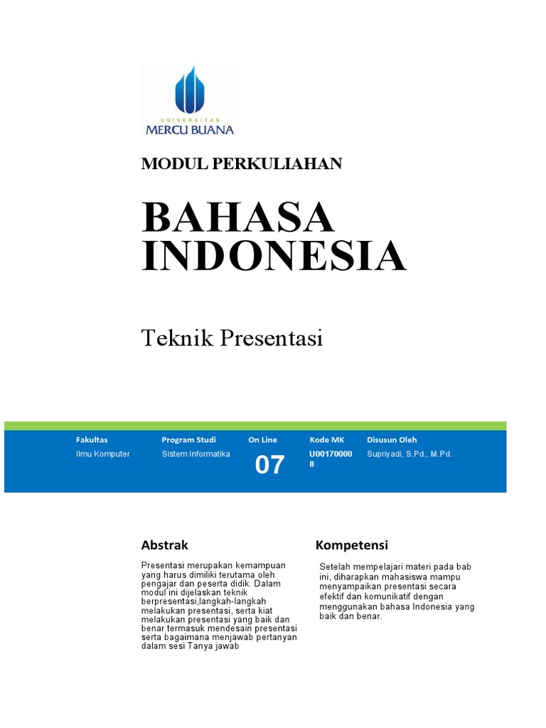 Modul 7 Teknik Presentasi | PDF | Karier & Perkembangan | Seni ...