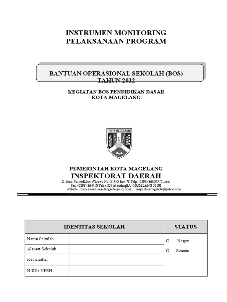Instrumen Monitoring BOS 2022 Edit | PDF