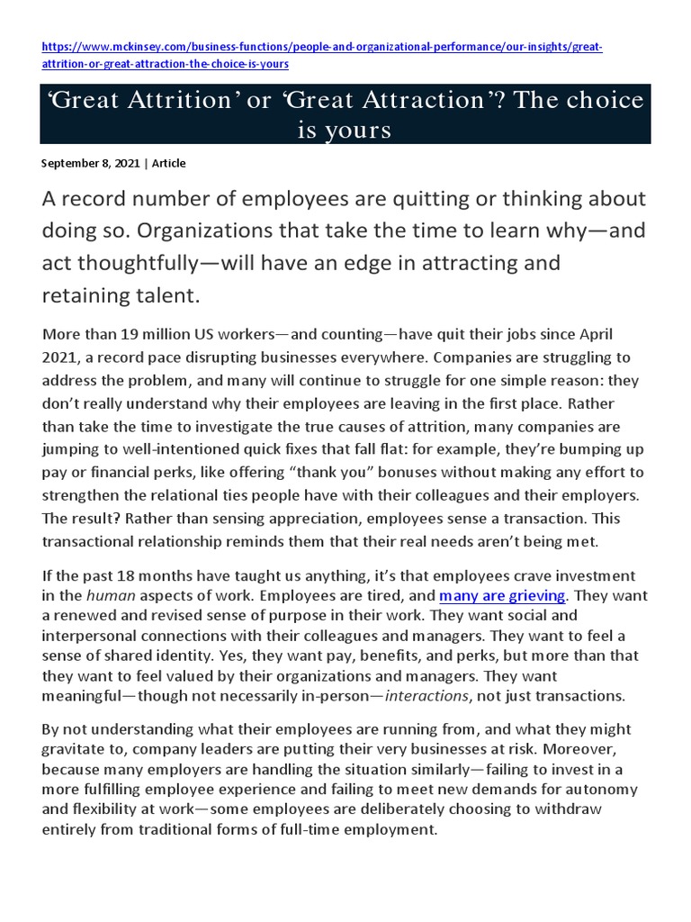 Great Attrition' or Great Attraction' The Choice Is Yours | PDF ...