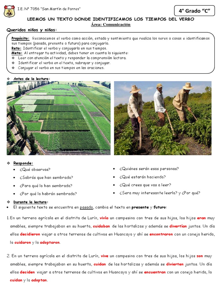 Leemos Un Texto Donde Identificamos Los Tiempos Del Verbo | PDF | Verbo