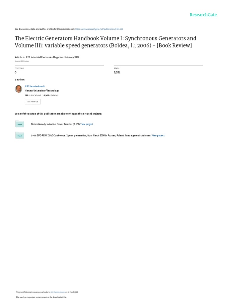 The Electric Generators Handbook Volume I Synchron | PDF | Electric ...