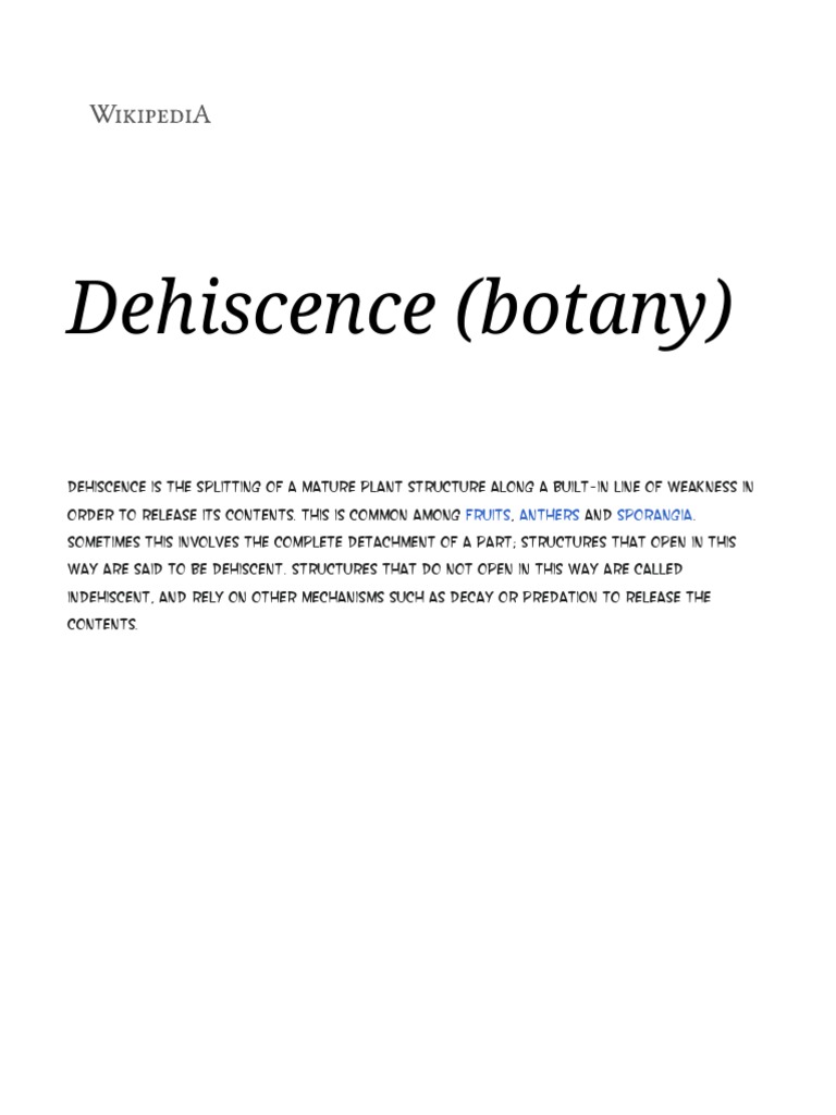 Dehiscence (Botany) - Wikipedia | PDF | Organisms | Fruit