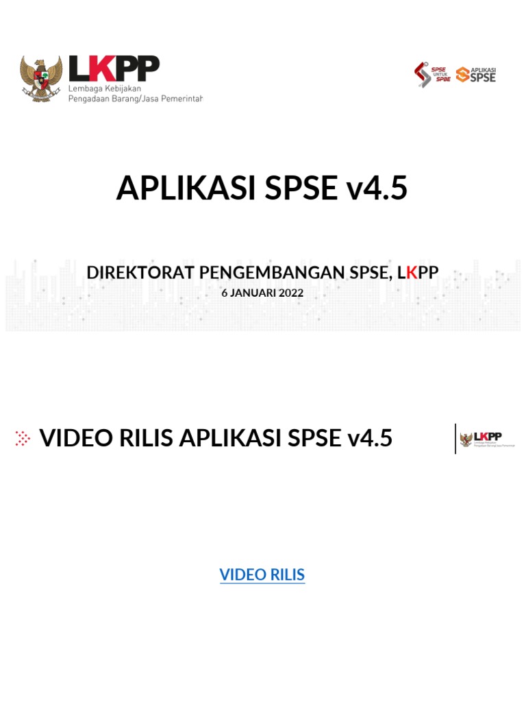 Panduan Aplikasi SPSE v4.5 | PDF