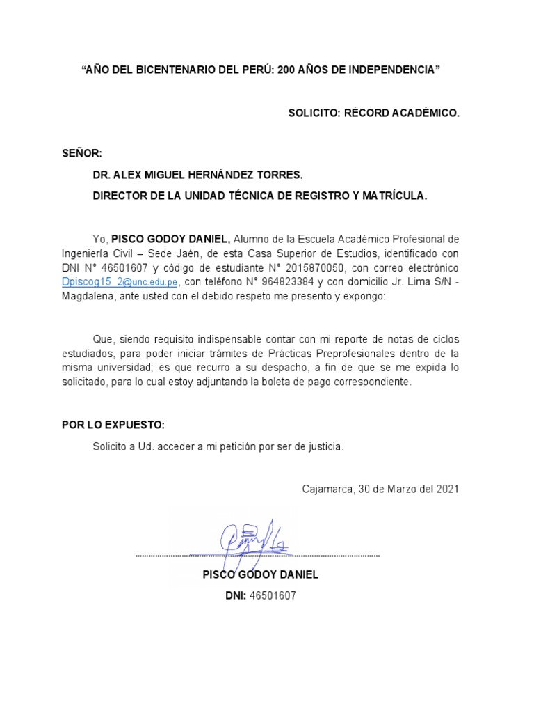 Solicitud Reporte de Notas. | PDF