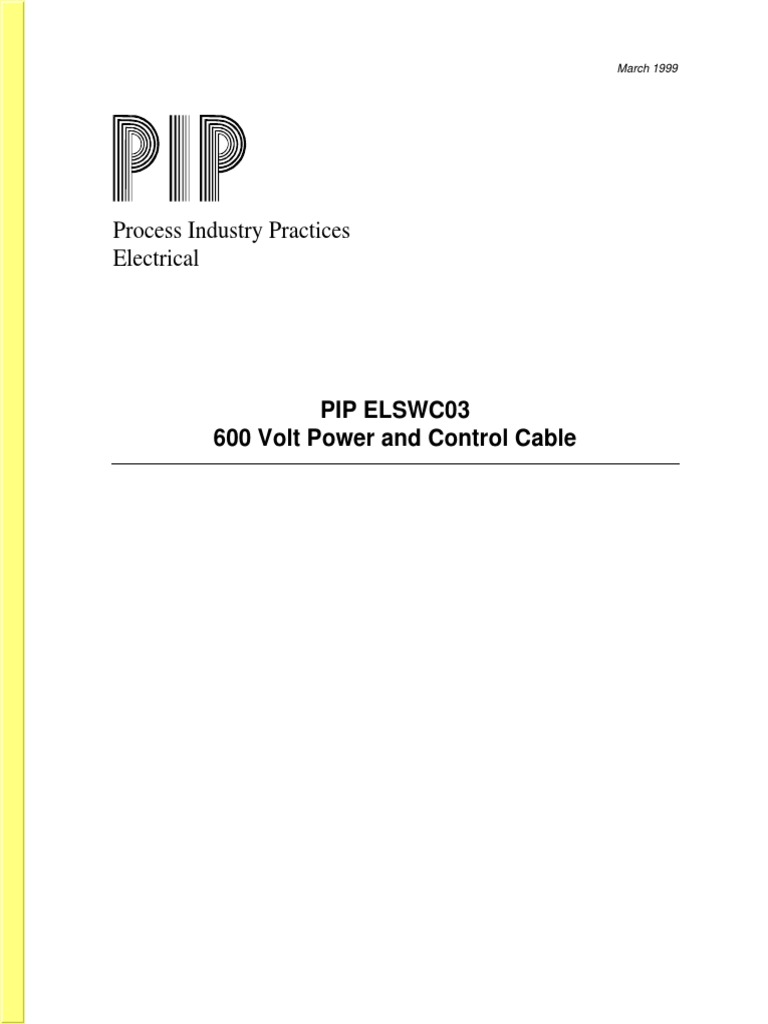 Process Industry Practices Electrical: Pip Elswc03 600 Volt Power and ...