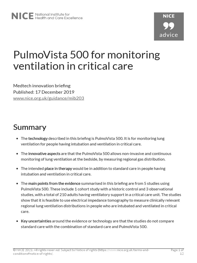 Pulmovista 500 For Monitoring Ventilation in Critical Care PDF ...