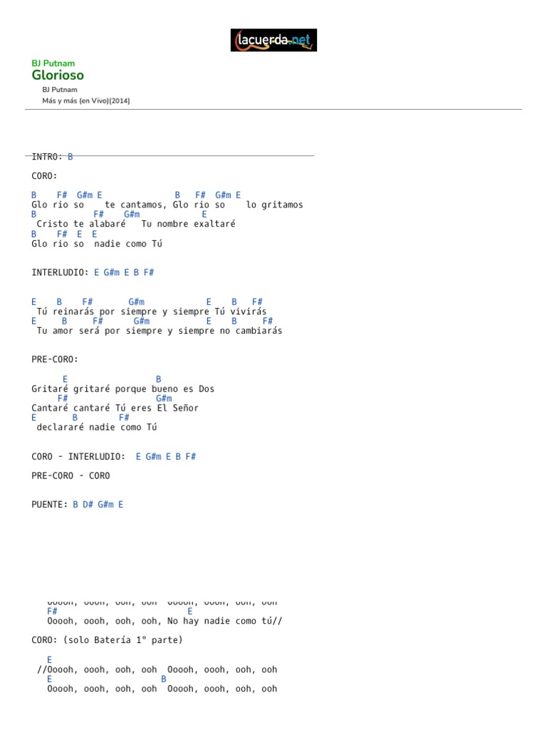 GLORIOSO, BJ Putnam - Acordes | PDF