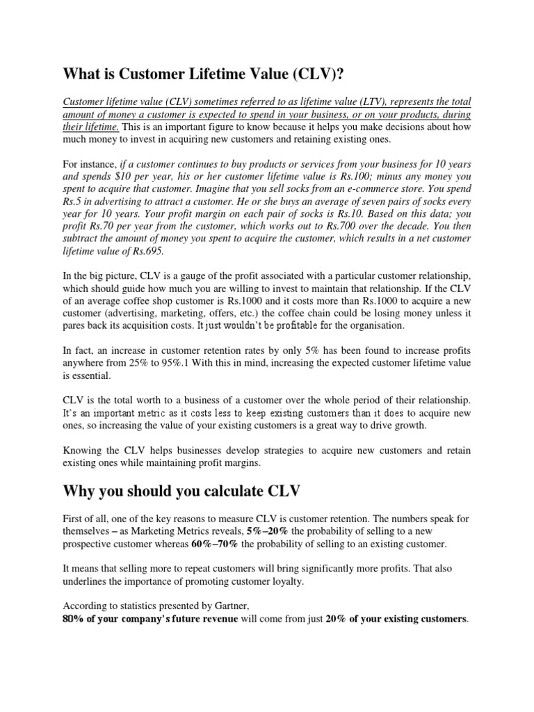 What Is Customer Lifetime Value (CLV) ? | Descargar gratis PDF | Business | Business Economics