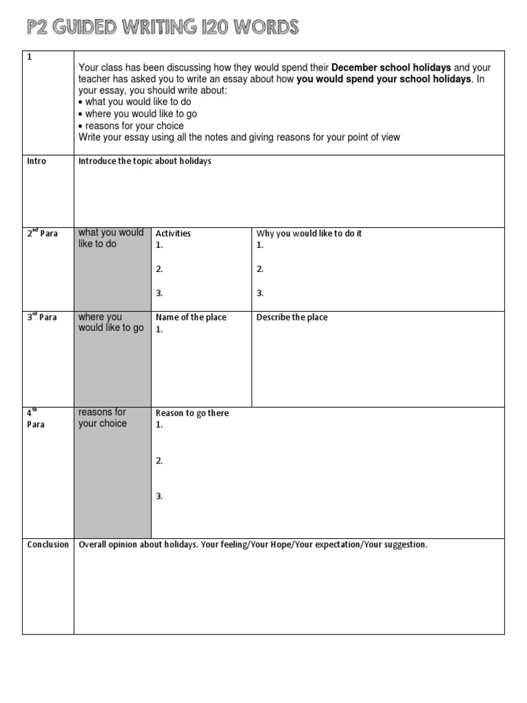P2 Guided Writing 120 Words | PDF | Essays | Behavior Modification