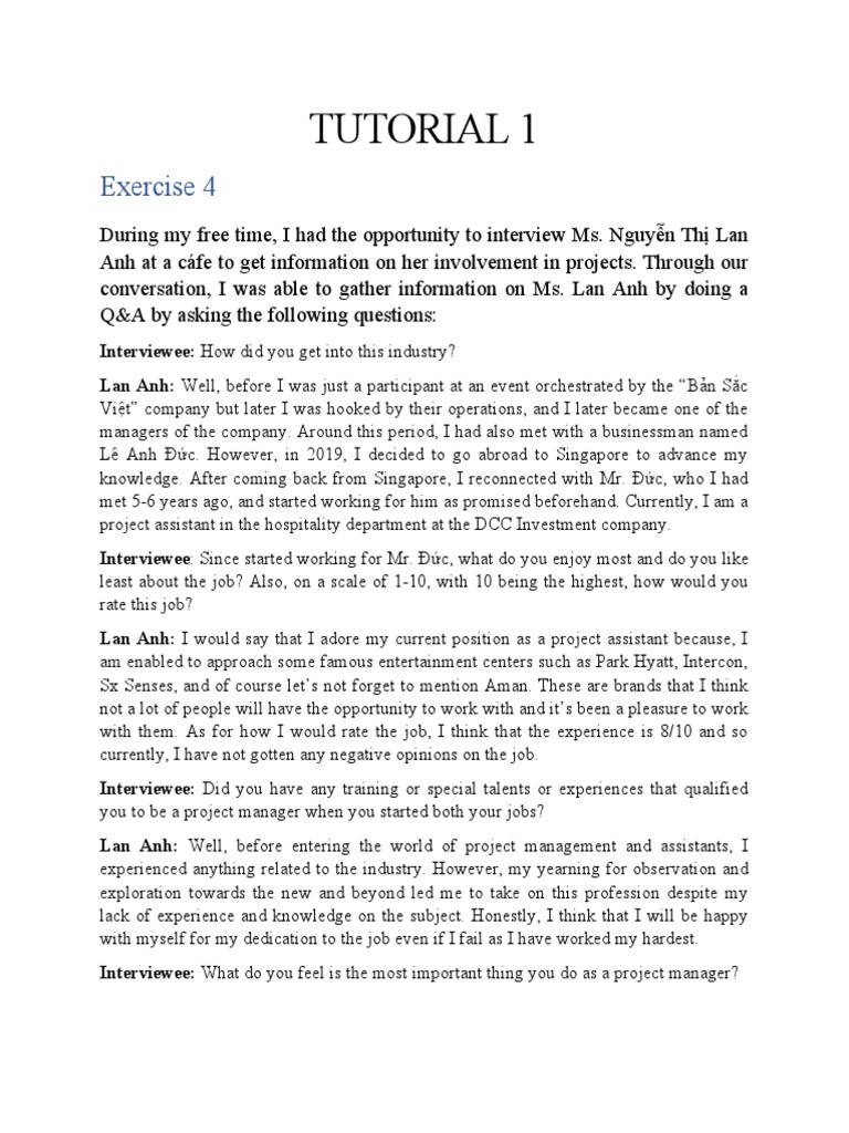 Tutorial 1: Exercise 4 | PDF | Six Sigma | Experience