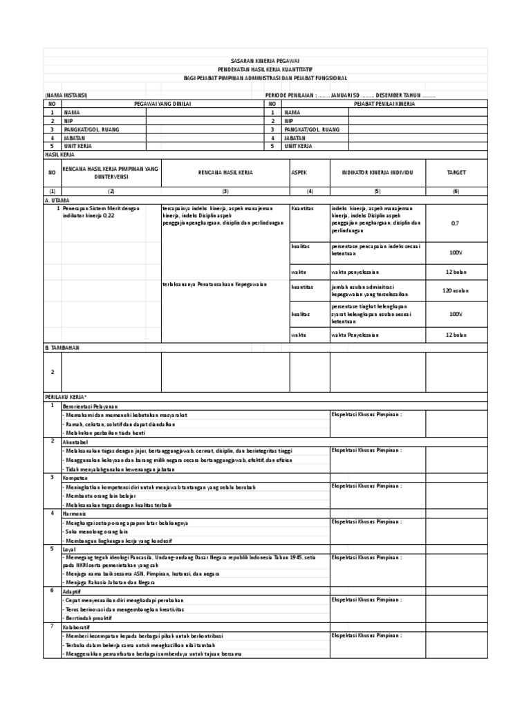 Contoh SKP, Perj Bulanan, Rekap TPP | PDF