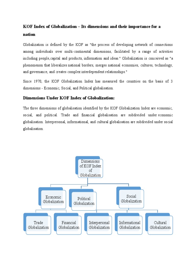 KOF Index of Globalization Dimensions and Their Importance Towards The ...