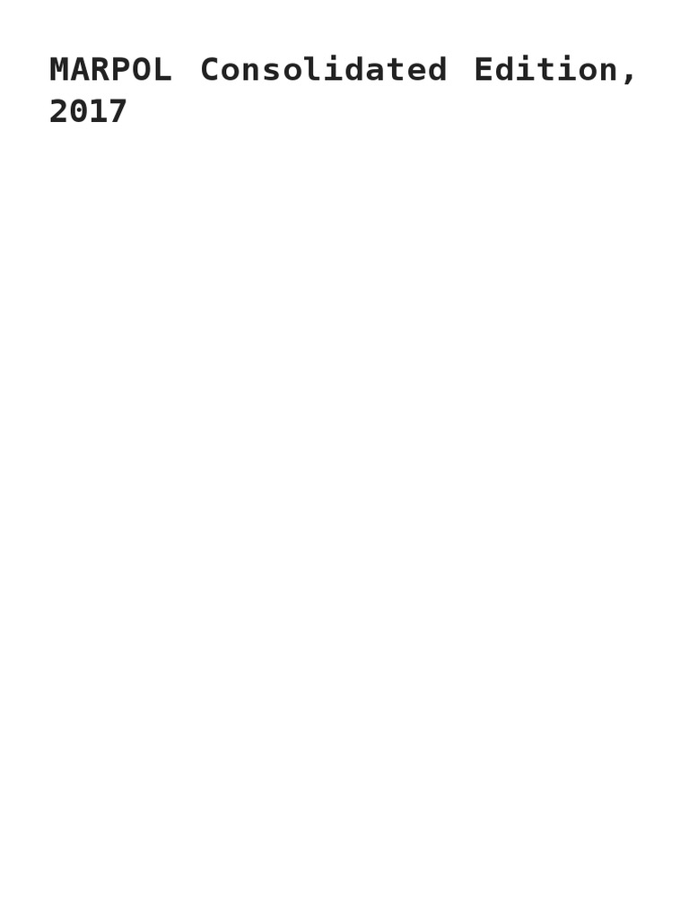 Marpol Consolidated Edition | PDF