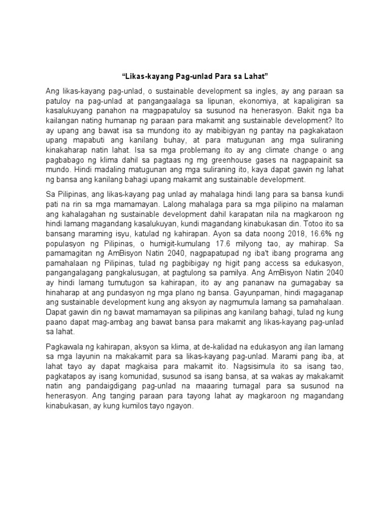 Likas-Kayang Pag-Unlad | PDF