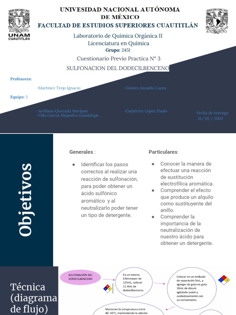 Previo 1 - SULFONACION DEL DODECILBENCENO | PDF | Tensioactivo | Jabón