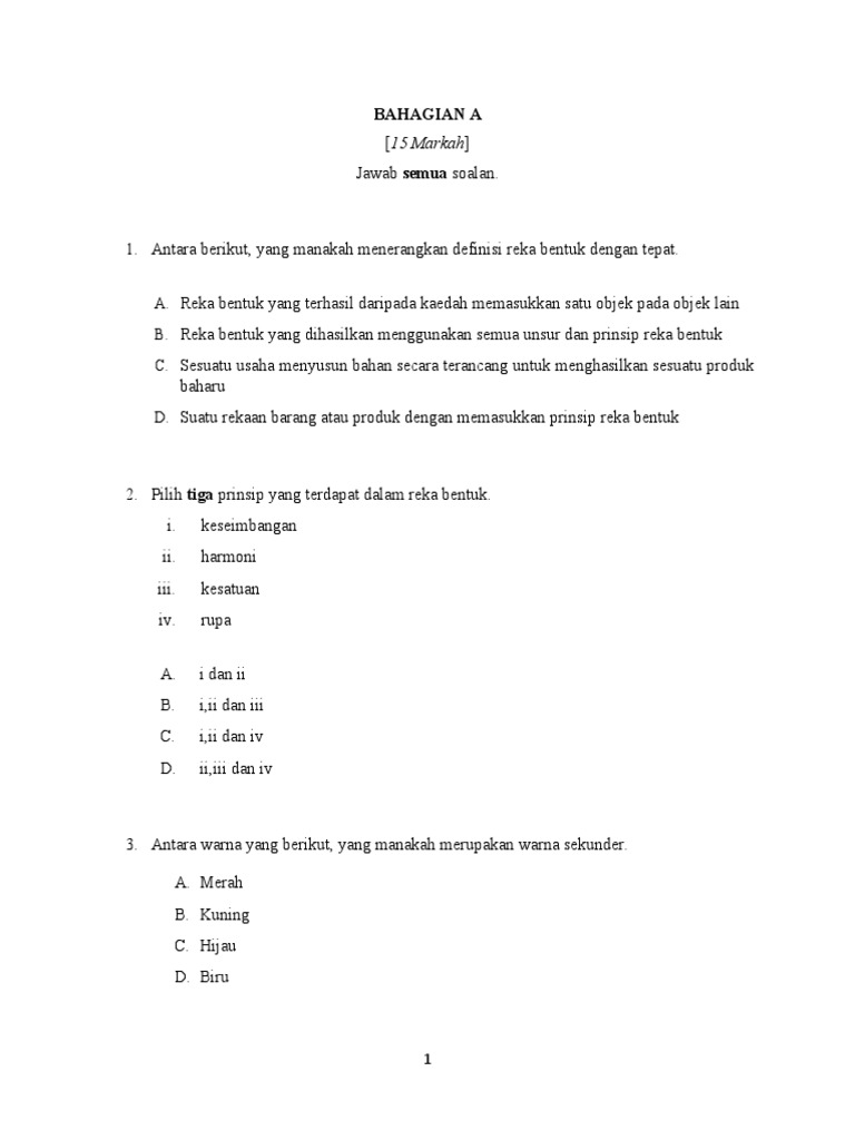 Akhir Tahun RBT Form 1 2019 | PDF