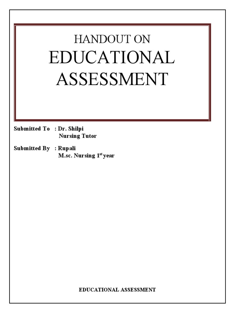 Educational Assessment Handout | PDF | Educational Assessment | Learning