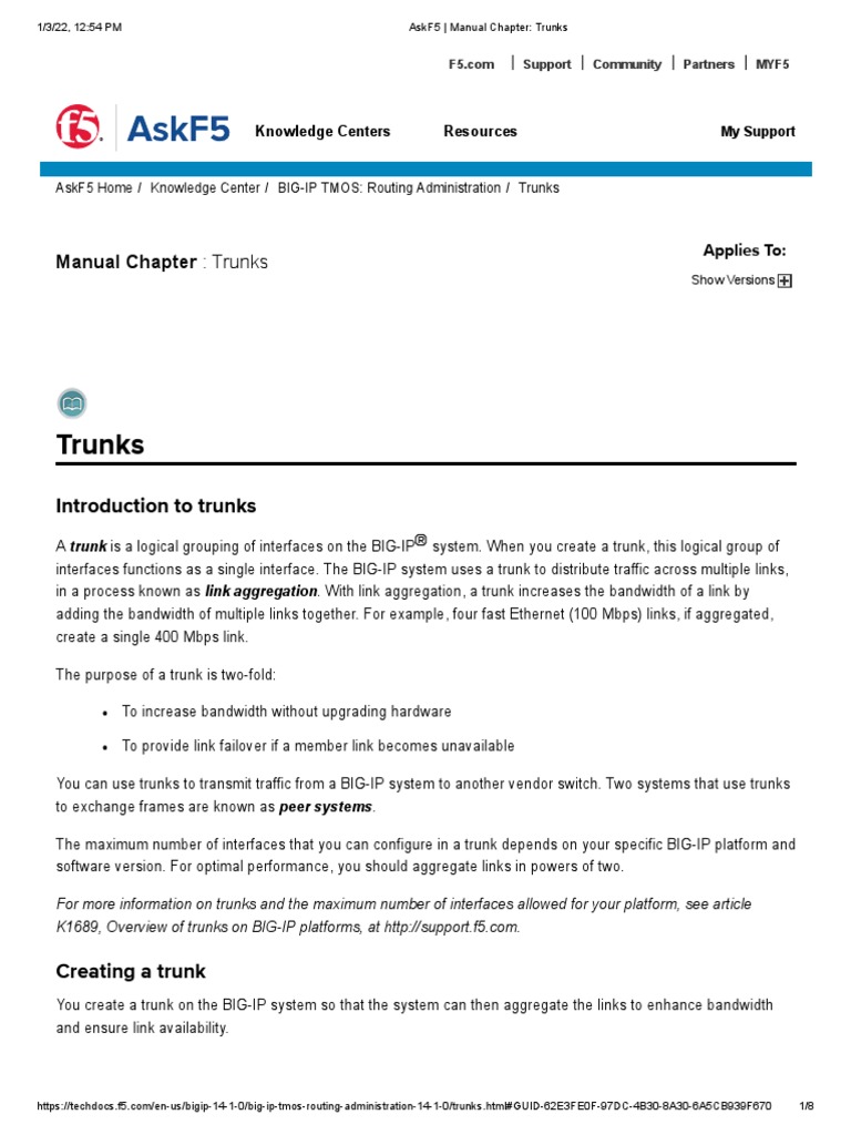Manual Chapter: Trunks | PDF | Computer Network | Information Age