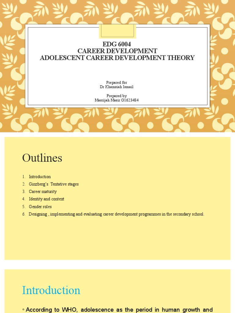 Adolescent Career Development Theory | PDF | Adolescence | School Counselor