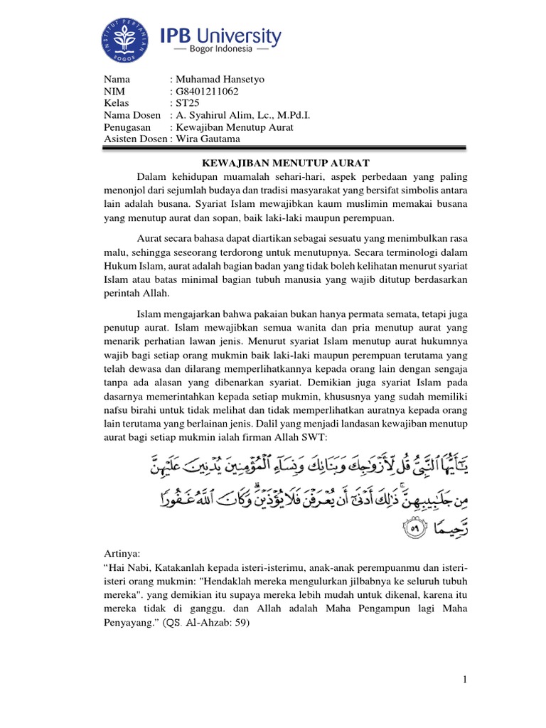 Ringkasan Kewajiban Menutup Aurat | PDF