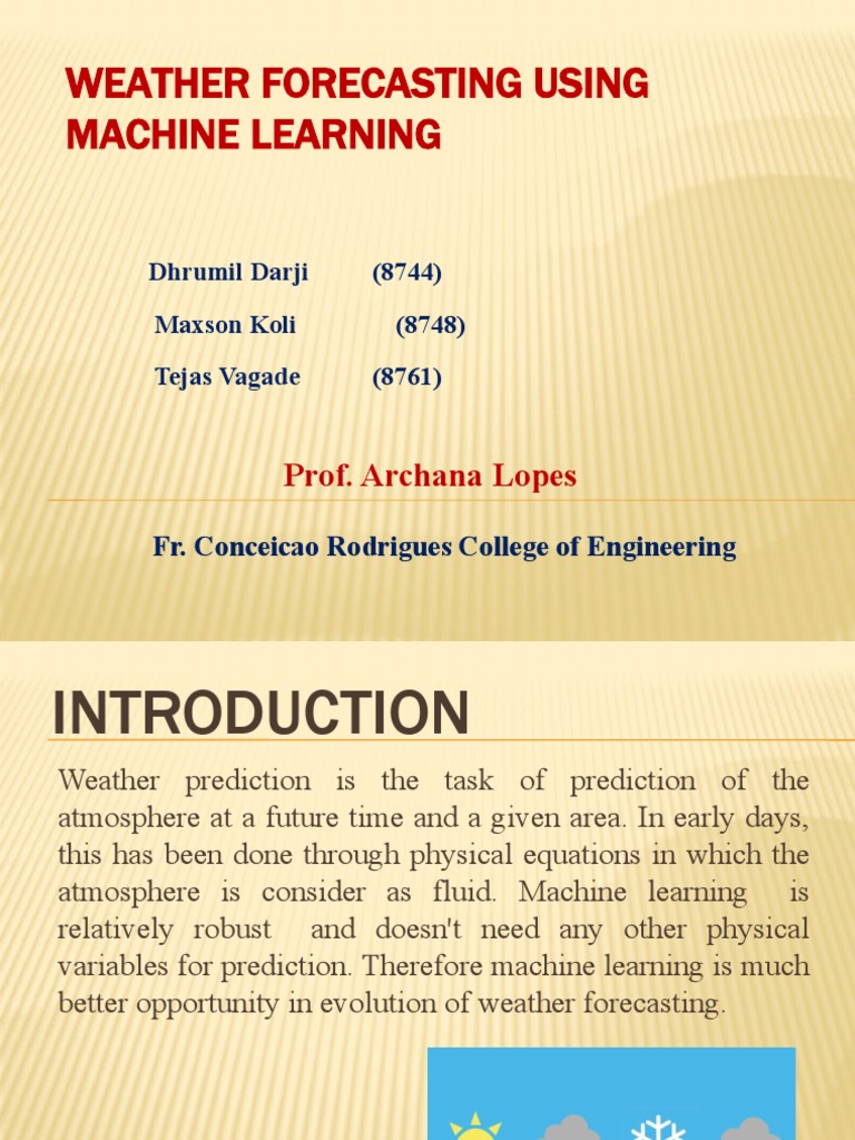 Weather Forecasting Using Machine Learning: Prof. Archana Lopes | PDF