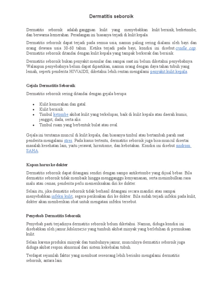 Dermatitis Seboroik Adalah | PDF