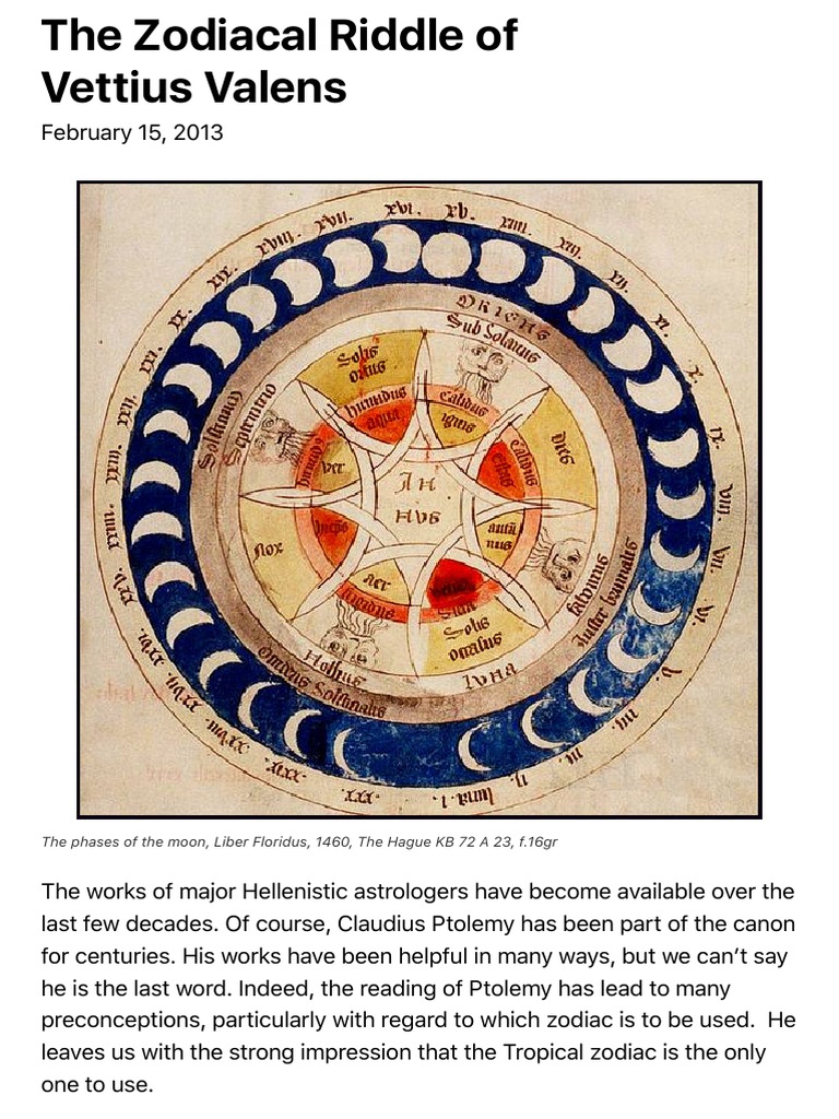 Vettius Valens: Zodiacal Insights | PDF | Zodiac | Astrology