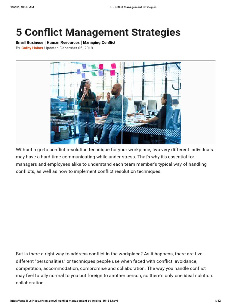 5 Conflict Management Strategies | PDF | Conflict Resolution | Negotiation