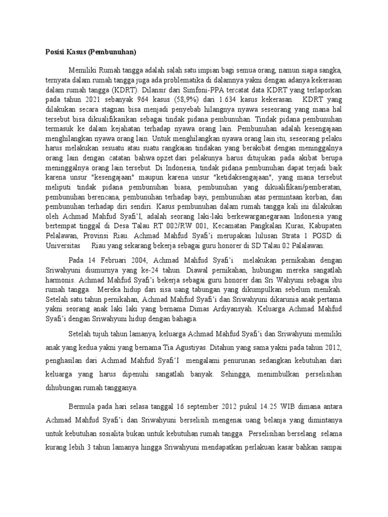 Revisi Posisi Kasus Pembunuhan FIKS | PDF