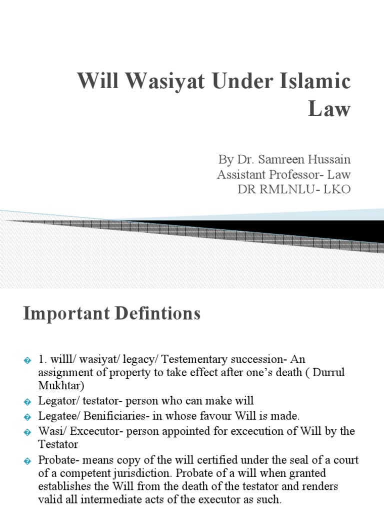 Islamic Will (Wasiyat) Explained | PDF | Will And Testament | Probate