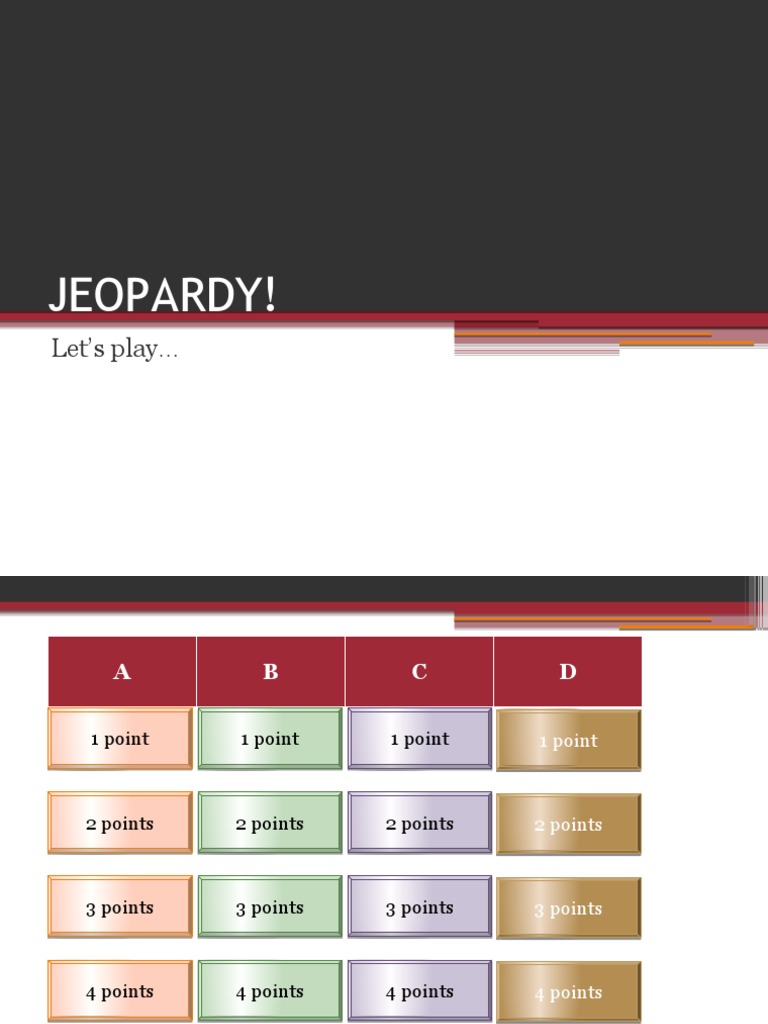 Jeopardy for English Learners | PDF