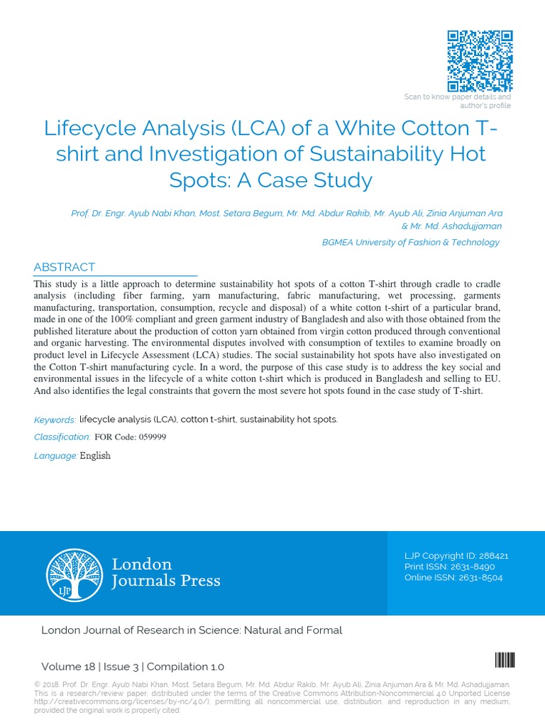 463 - Lifecycle Analysis LCA of A White Cotton T Shirt and ...