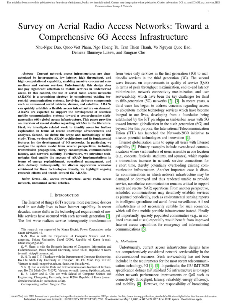 Survey On Aerial Radio Access Networks | PDF | Computer Network ...