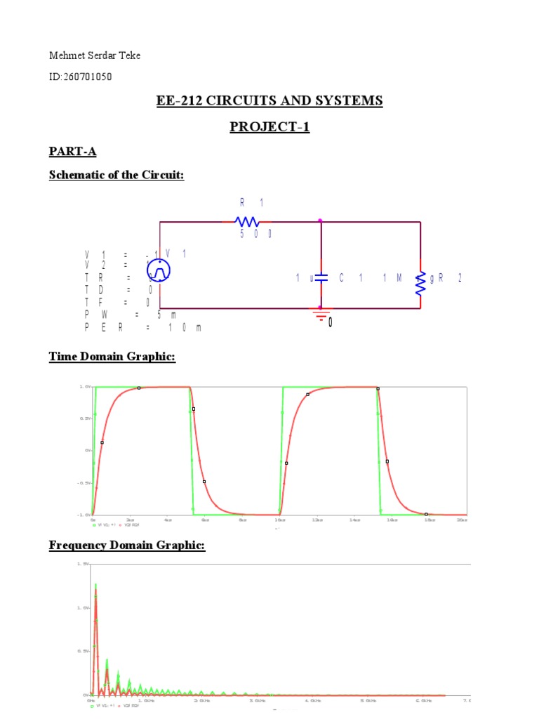 Ee-212 Circuits and Systems Project-1: - A Schematic of The Ci Rcuit | PDF | Capacitor | Waves