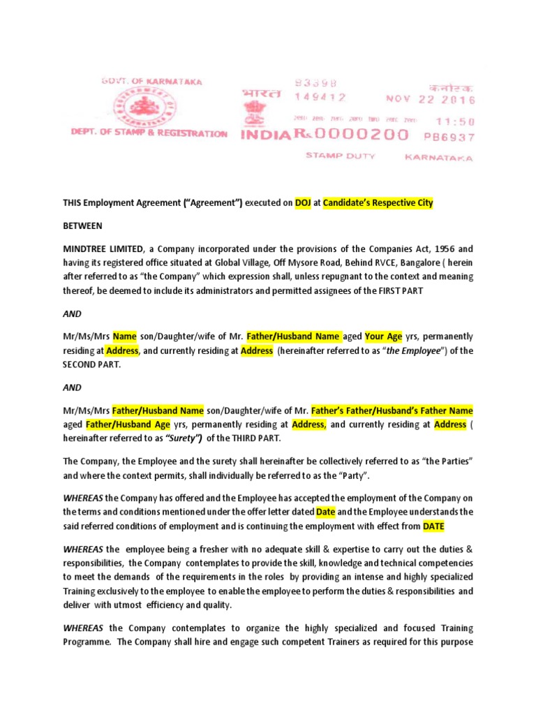 Option 1-Franked Service Agreement | PDF | Employment | Damages