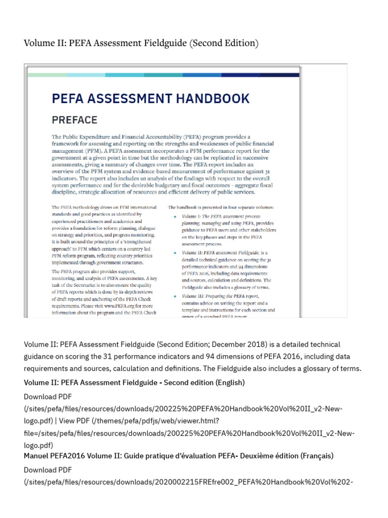 Volume II - PEFA Assessment Fieldguide (Second Edition) - Public ...