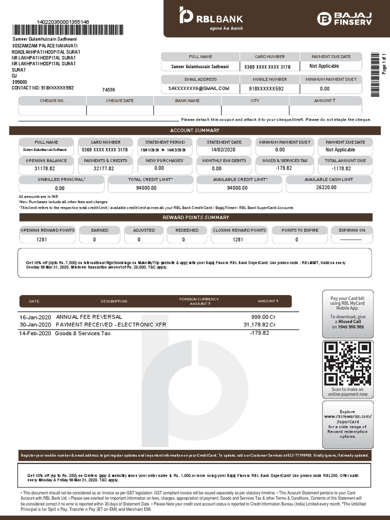 RBL Statement | PDF | Payments | Financial Transaction