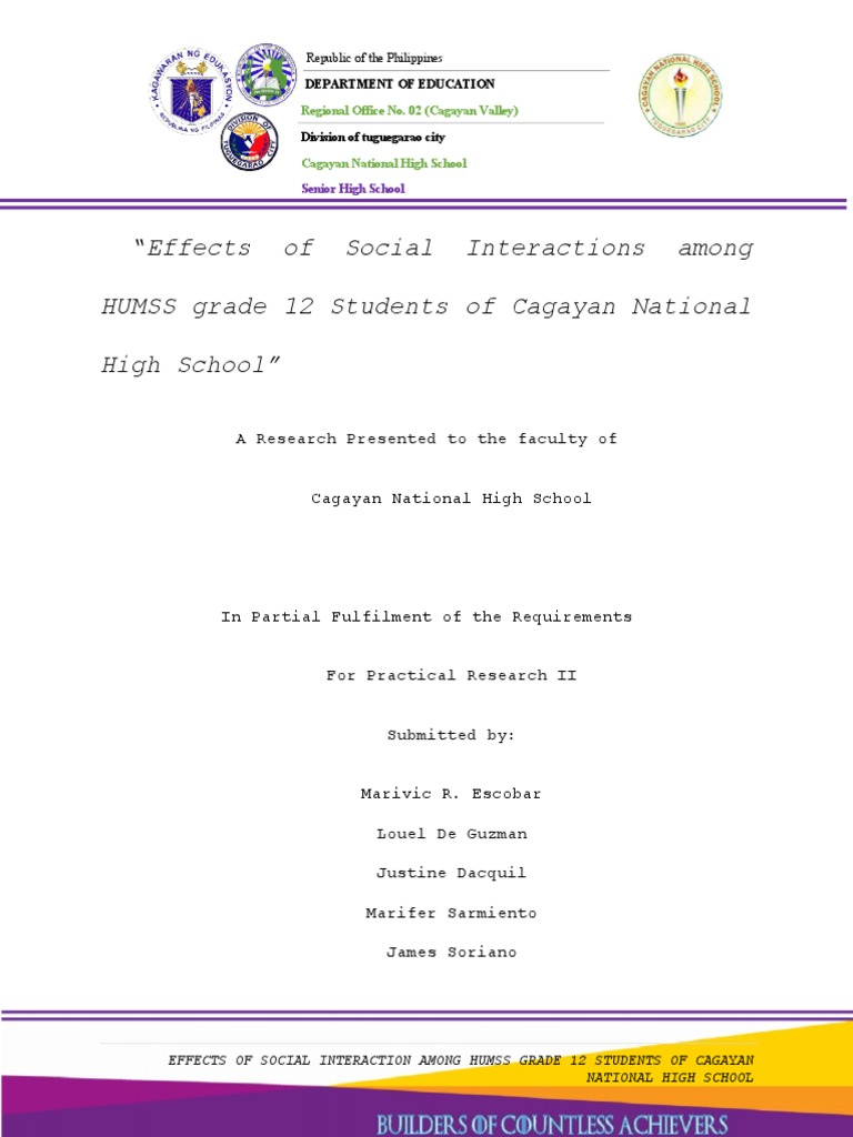Effects of Social Interactions Among HUMSS Grade 12 Students of Cagayan ...