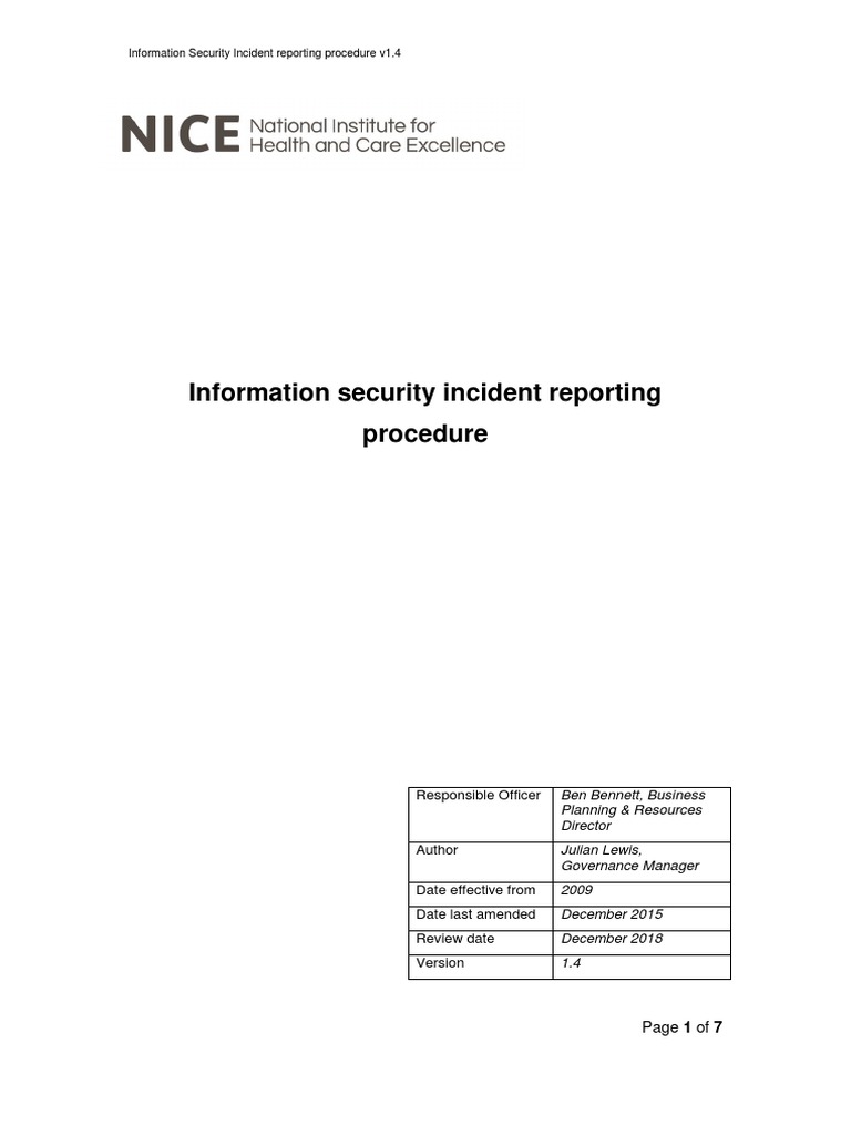 Information Security Incident Reporting Guide | PDF | Information ...