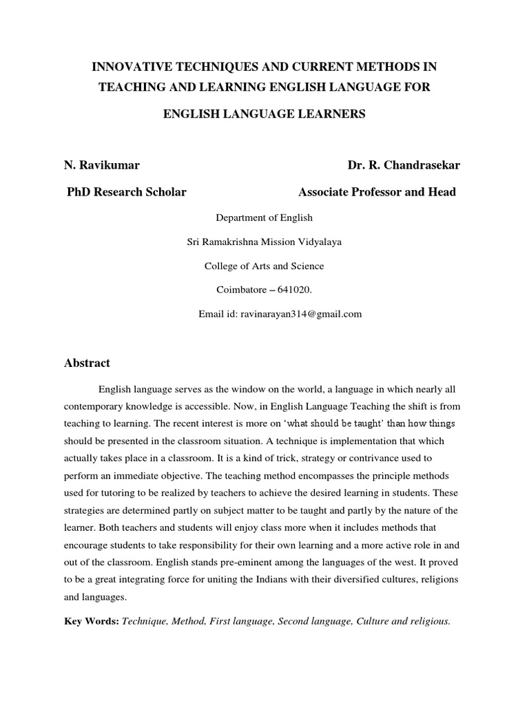 14.INNOVATIVE TECHNIQUES AND CURRENT METHODS IN TEACHING AND LEARNING ...